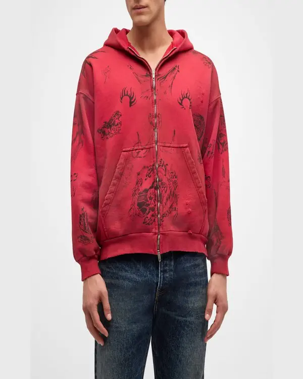 トップス balenciaga tattoo hoodie red XS balenciaga tattoo hoodie red XS